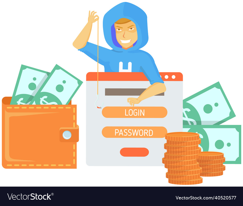 Hacker attack breaks into computer cyber Vector Image