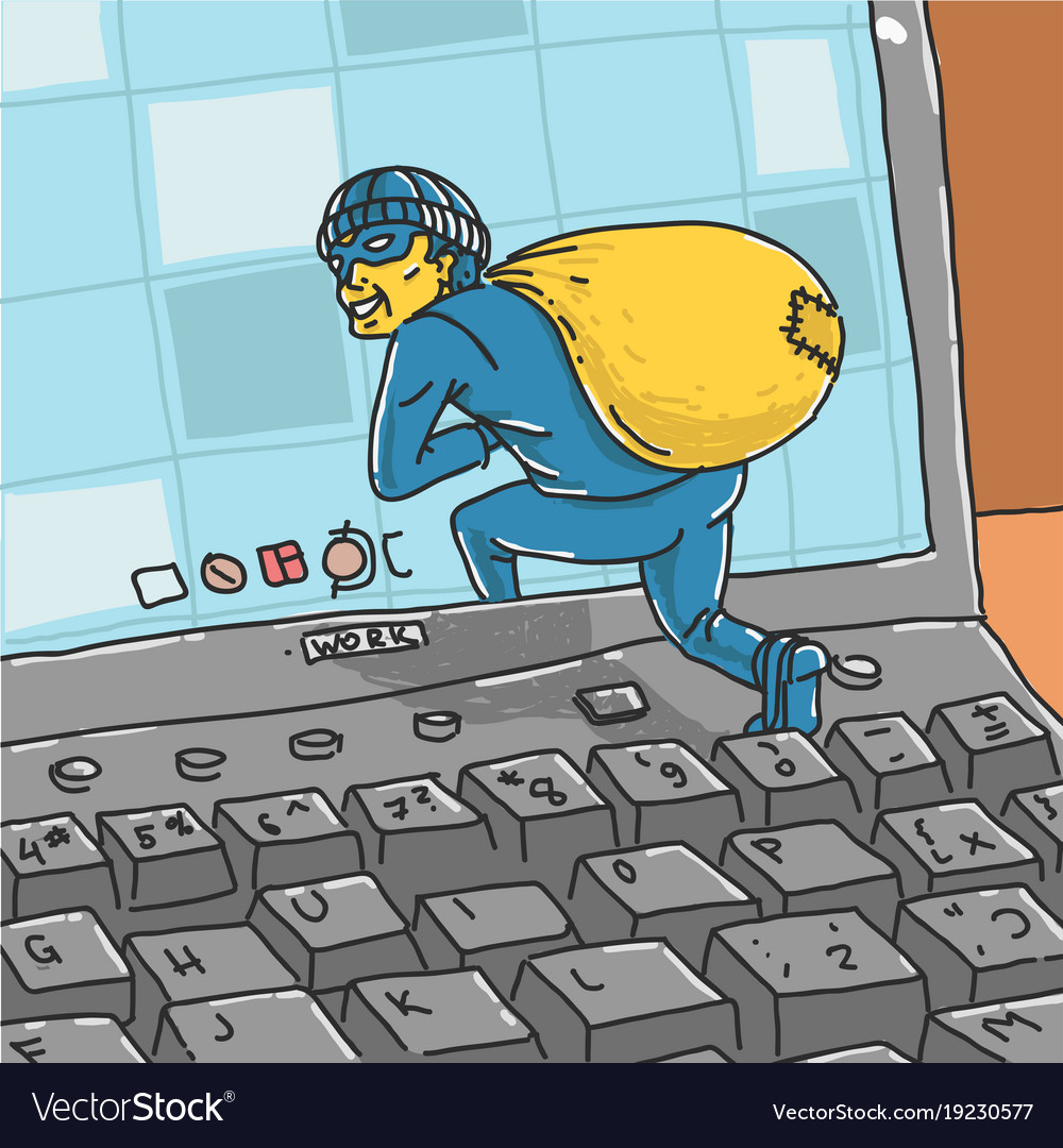 Hacker Steals Information From Computer Royalty Free Vector