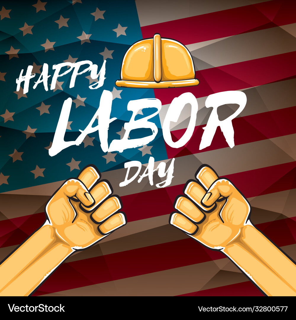 Happy labor day usa poster with strong Royalty Free Vector