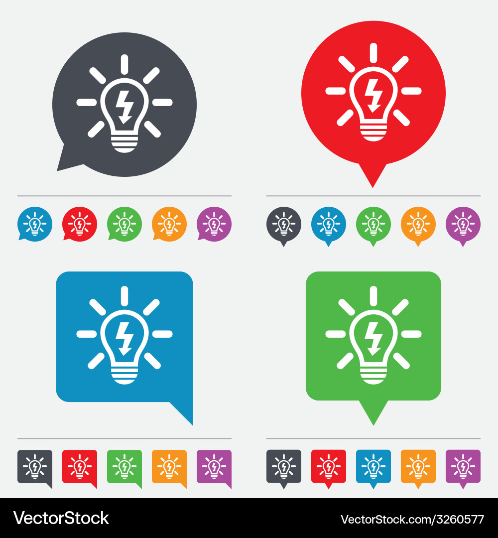 Light lamp sign icon bulb with lightning symbol Vector Image