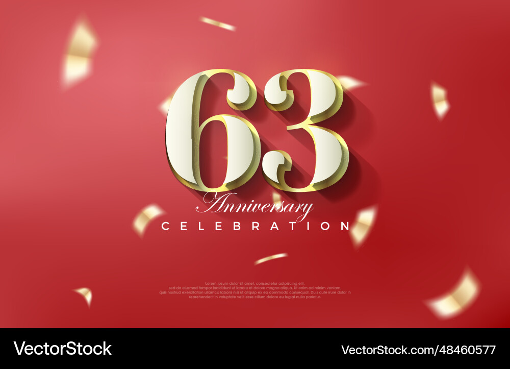 Luxury 63rd anniversary with classic 3d numbers Vector Image