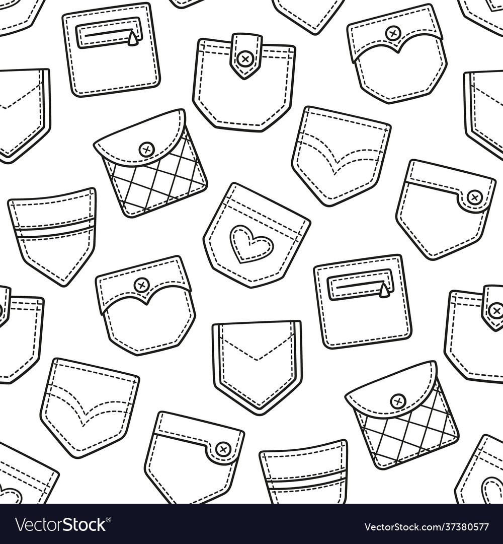 Seamless pattern with hand drawn denim patch Vector Image