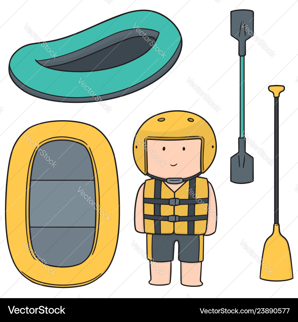 Set of inflatable boat rafting Royalty Free Vector Image