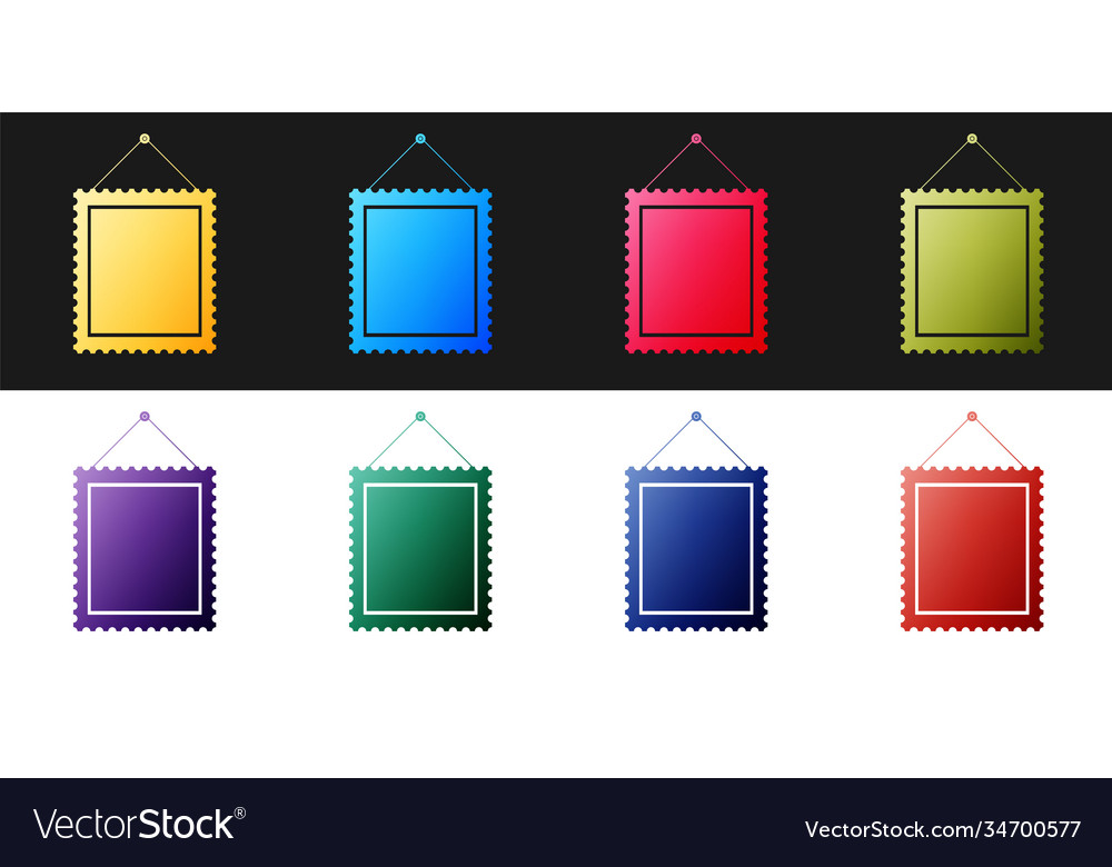 Set rectangular picture frame hanging on wall Vector Image