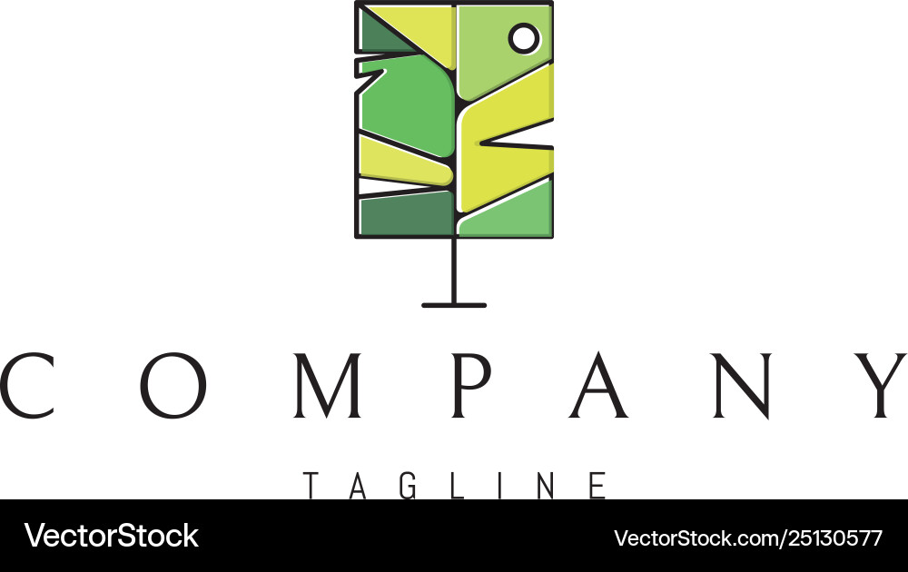 Tree square abstract green logo design Royalty Free Vector