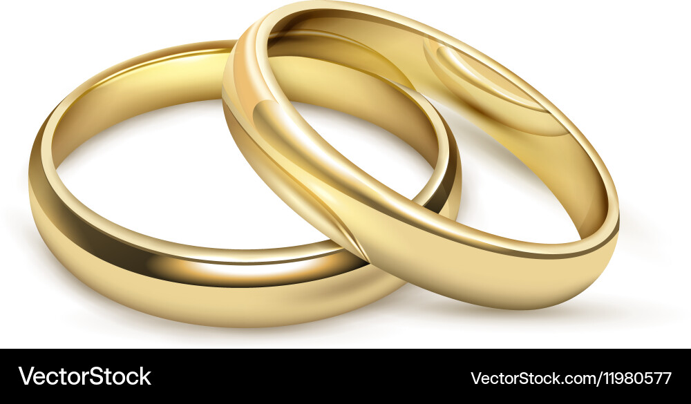 Wediding rings bridal set realistic image Vector Image