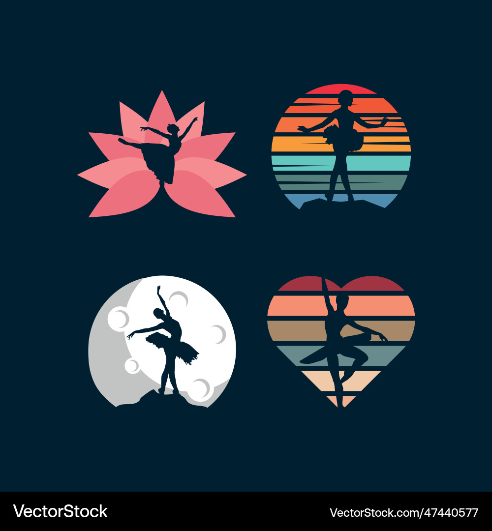 Woman ballet dancer logo collection set icon Vector Image
