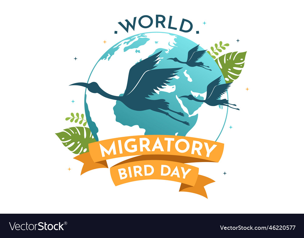 World migratory bird day on may 8 with birds Vector Image