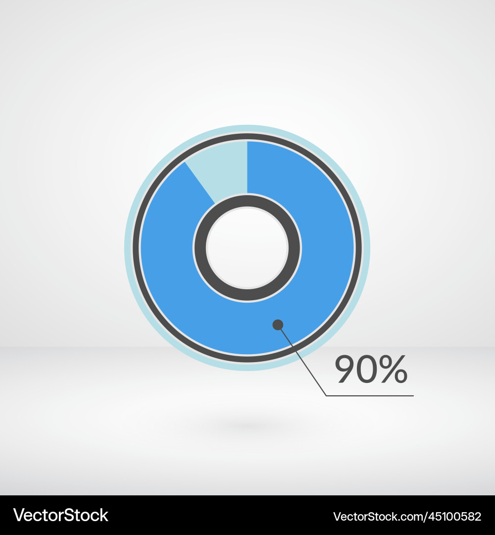 90 percent pie chart isolated symbol percentage Vector Image