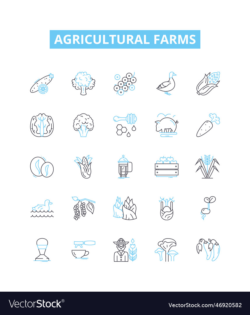 Agricultural farms line icons set farms Royalty Free Vector