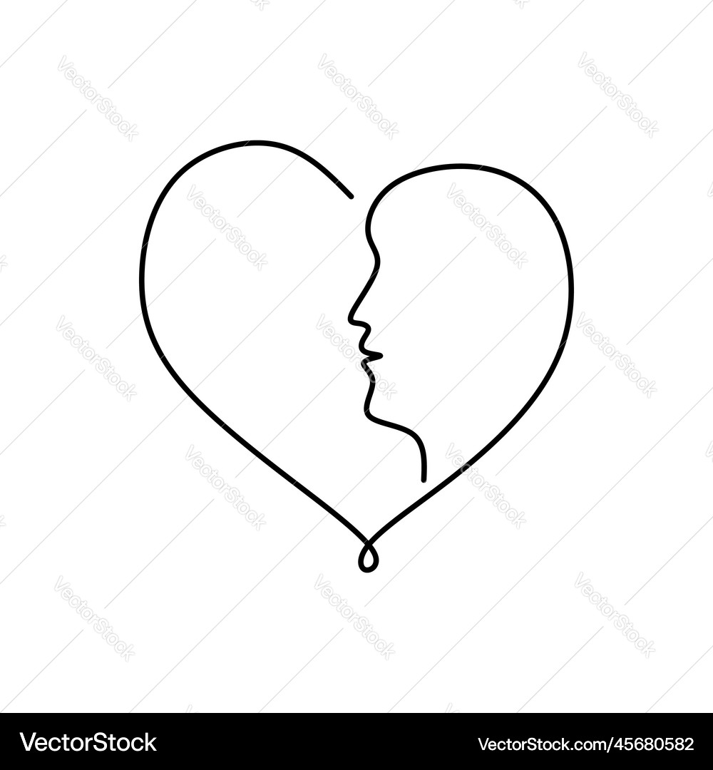 Continuous line drawing of hands and love Vector Image