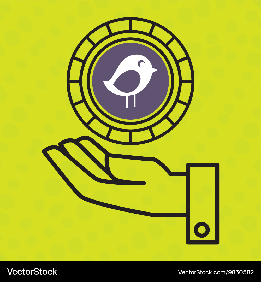 Hand and bird purple isolated icon design Vector Image