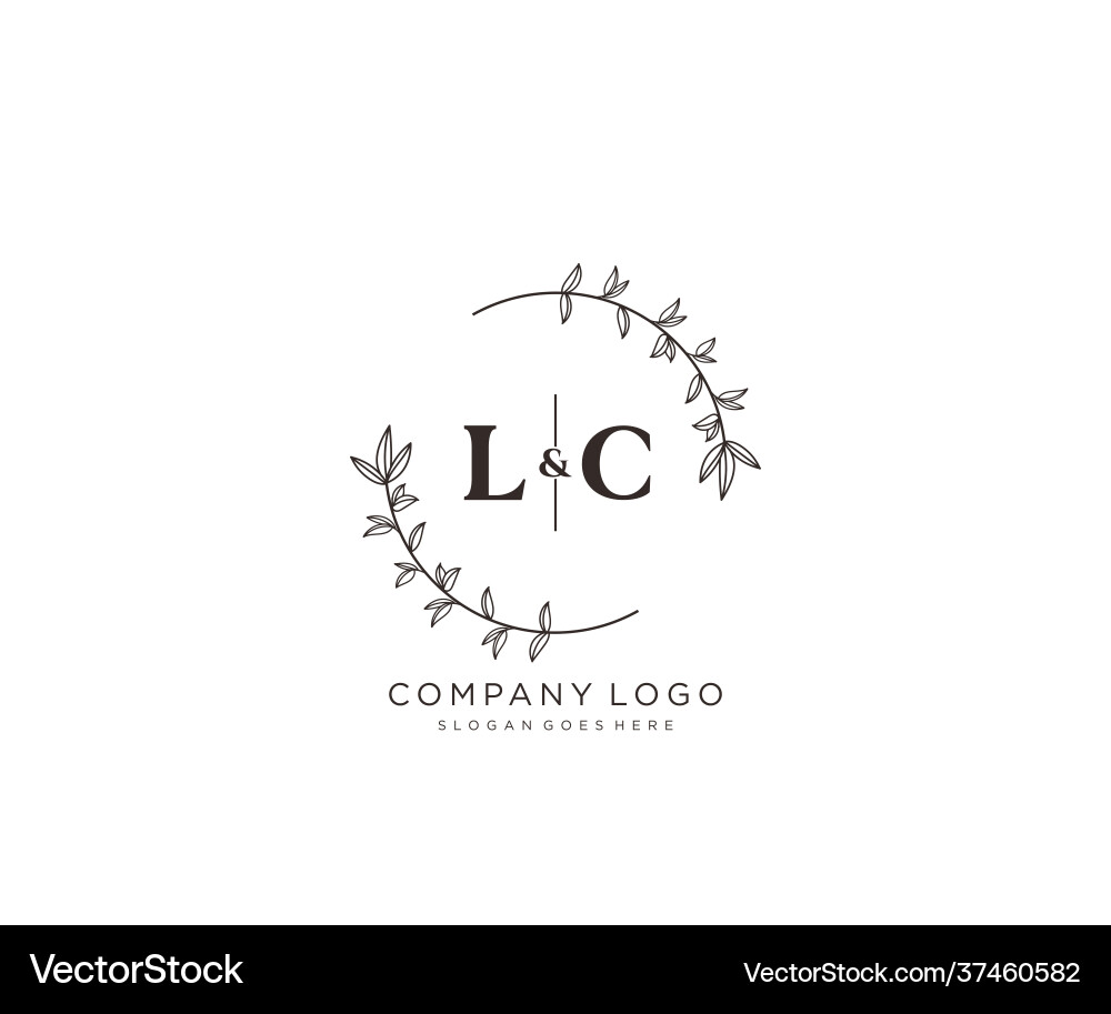 Initial lc letters beautiful floral feminine Vector Image