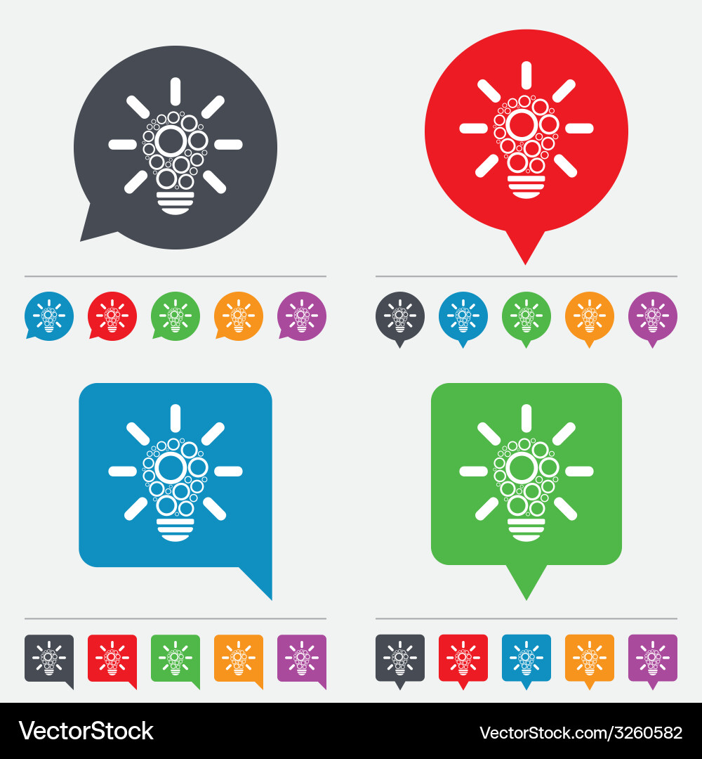 Light lamp sign icon bulb with circles symbol Vector Image