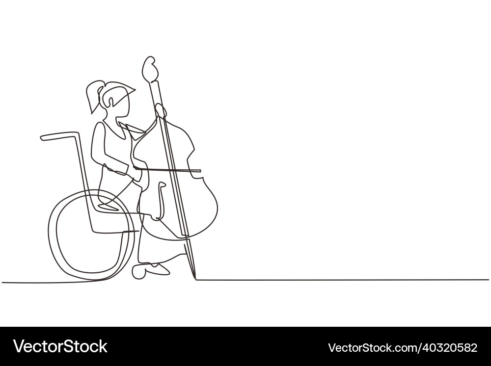 Single one line drawing woman sitting Royalty Free Vector