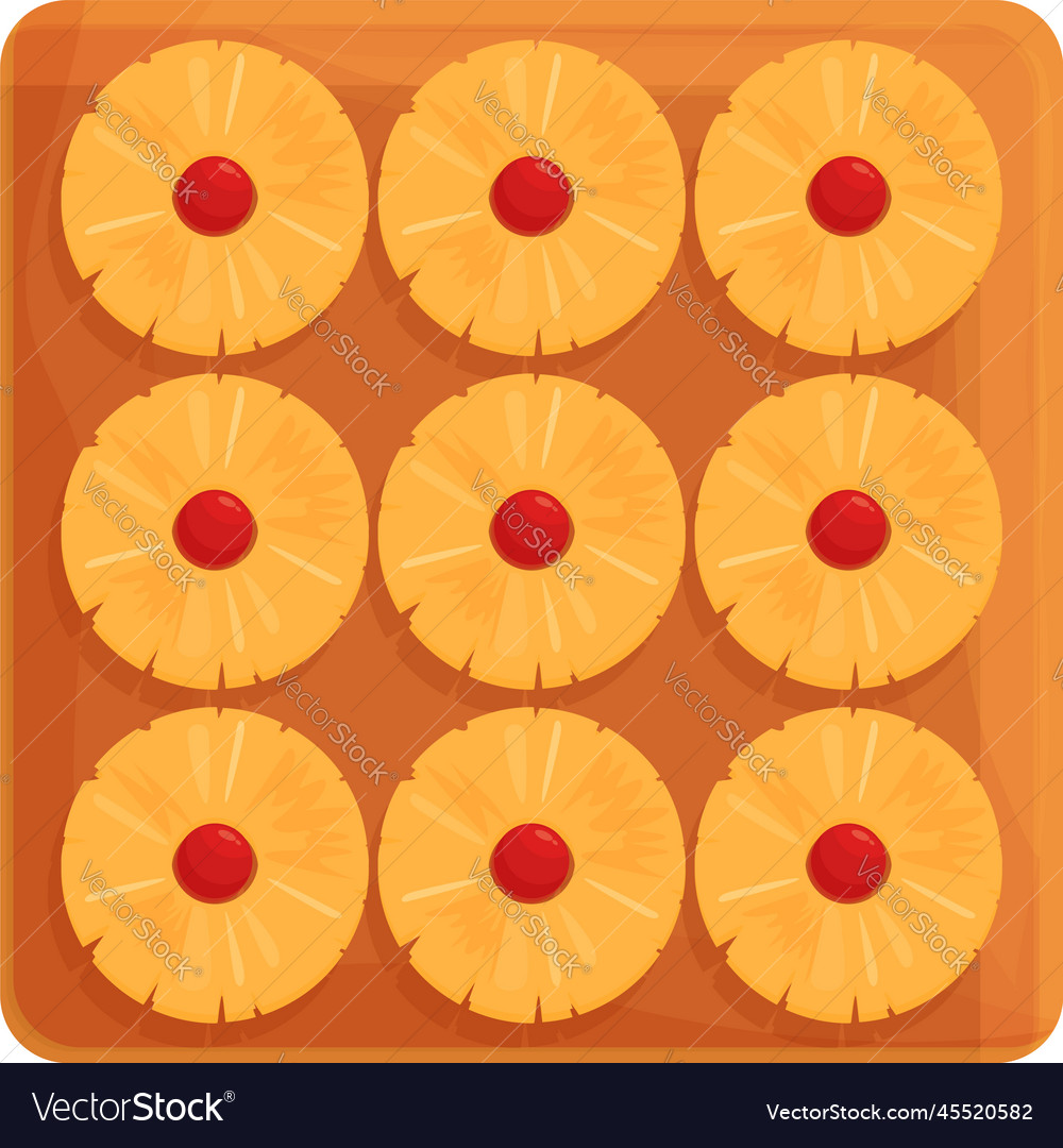 Tasty upside-down cake icon cartoon Royalty Free Vector