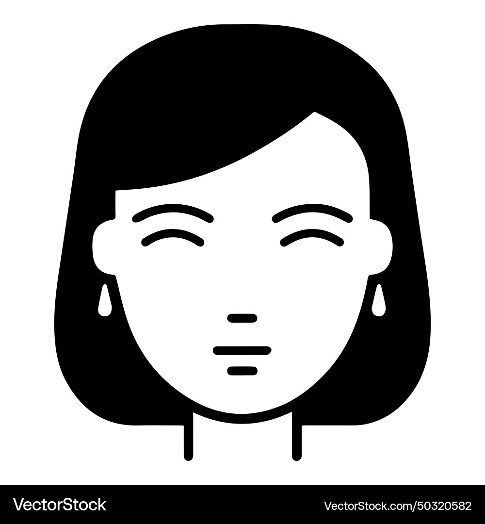 Woman face flat icon isolated on white background Vector Image