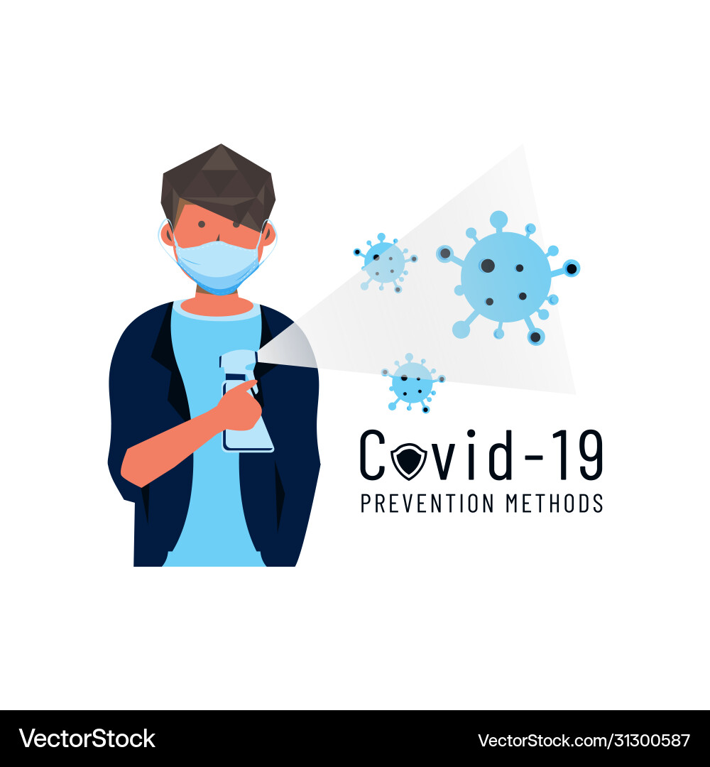 Covid19 19 prevention methods male character Vector Image