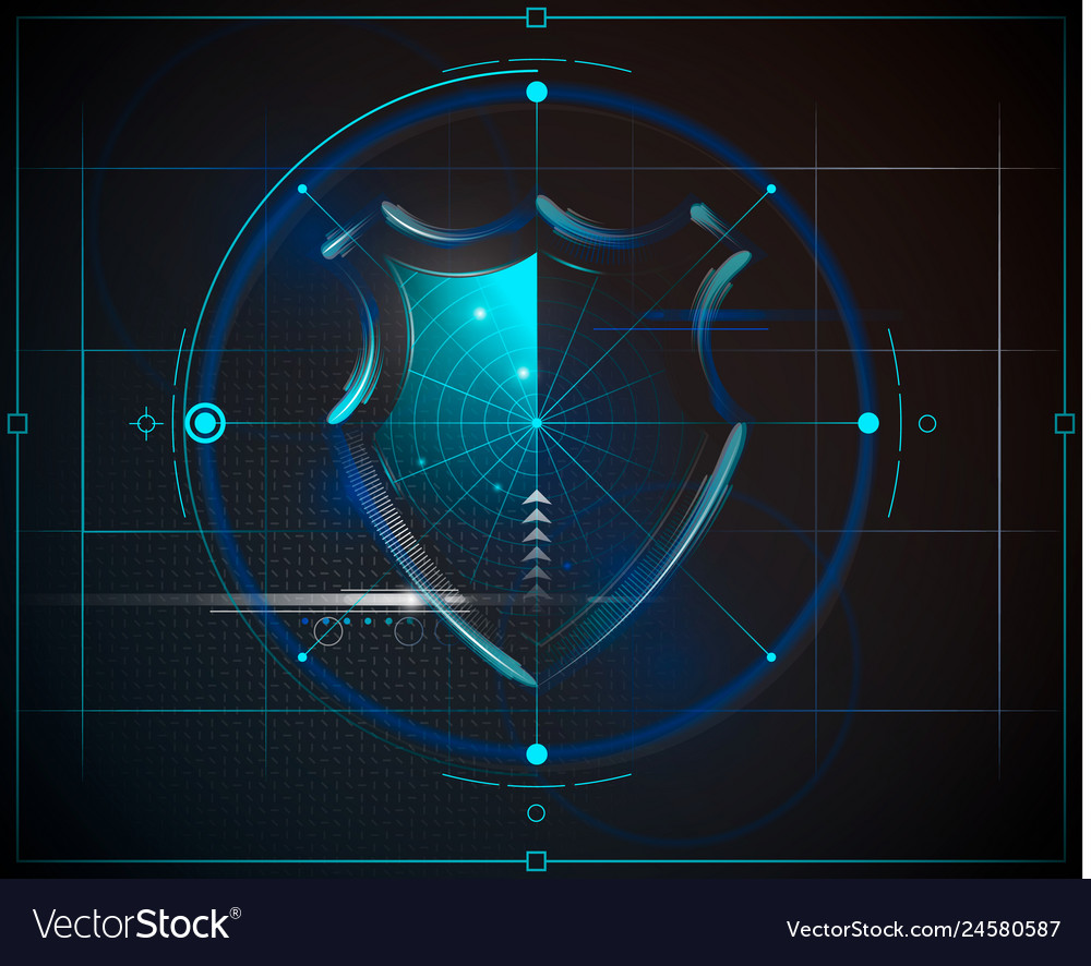 Cyber security shield with digital data background