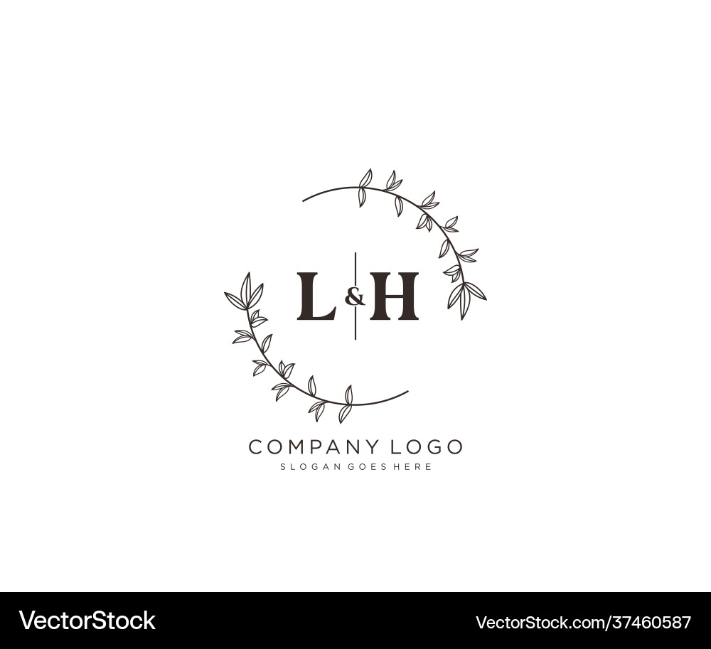 Initial lh letters beautiful floral feminine Vector Image