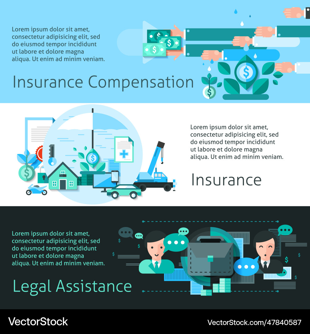 Insurance and risk banners set and risk Royalty Free Vector