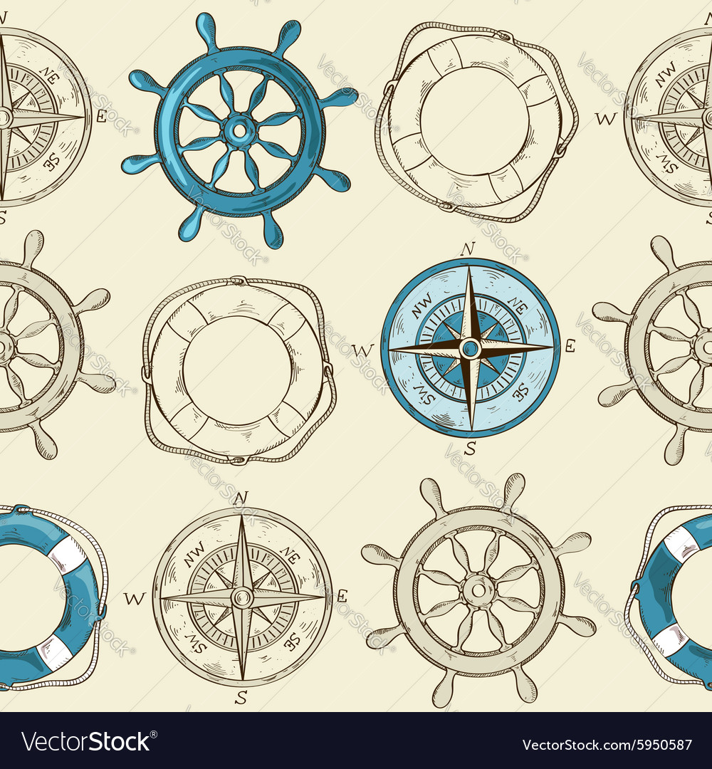 Nautical seamless pattern Royalty Free Vector Image