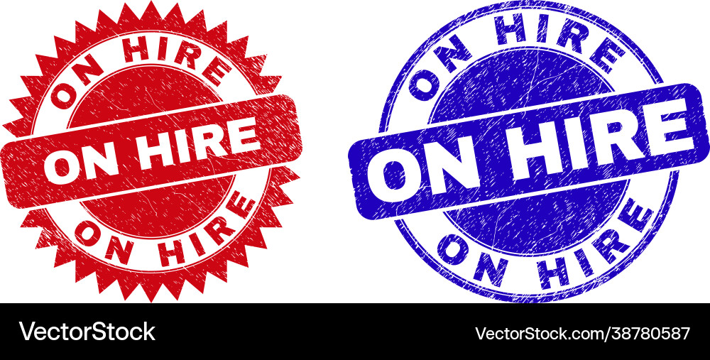 On hire round and rosette watermarks with grunged Vector Image