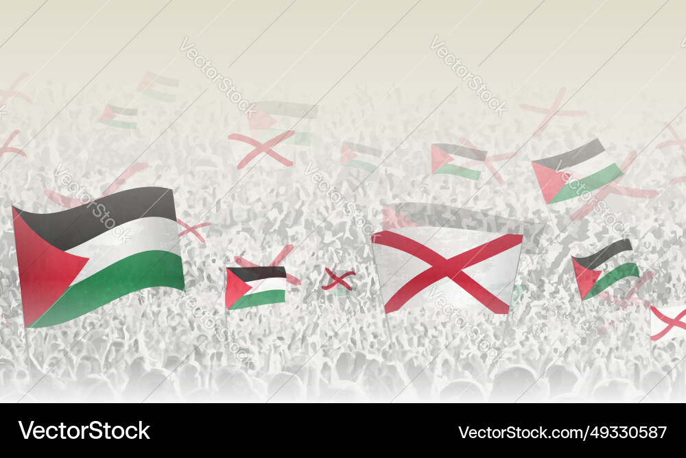 Palestine and alabama flags in a crowd Royalty Free Vector