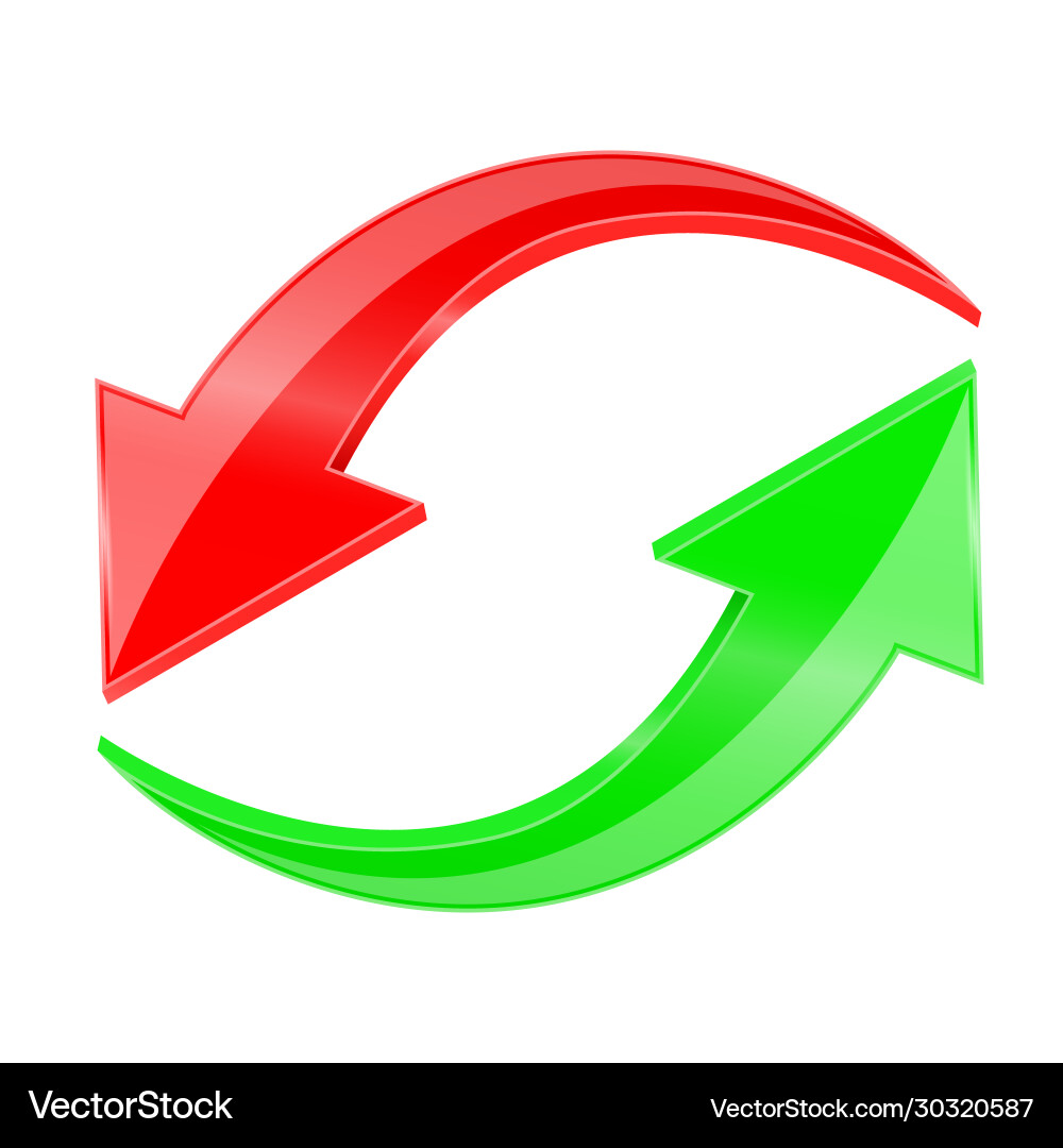 Red and green arrows in circular motion Royalty Free Vector