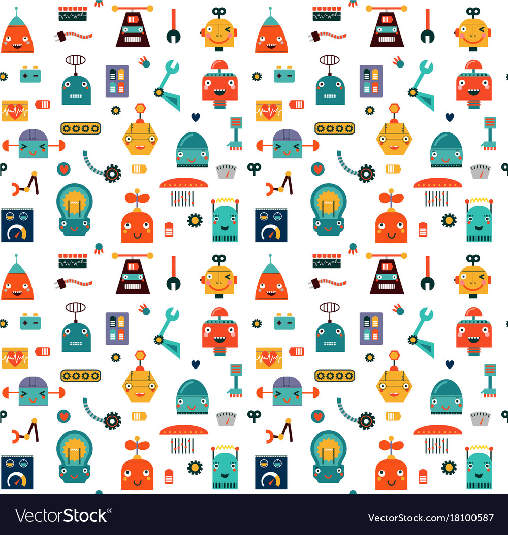 Robots seamless pattern Royalty Free Vector Image