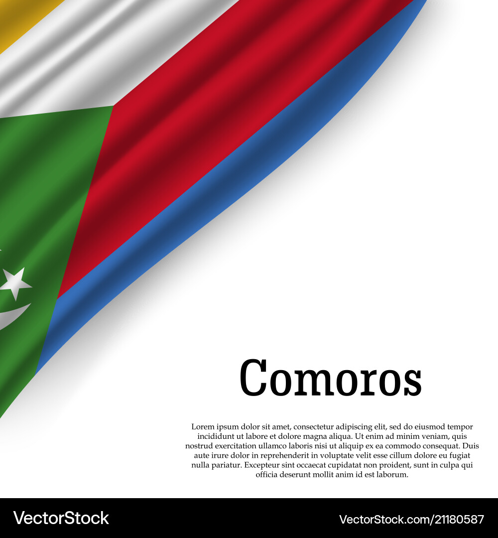 Waving flag of comoros Royalty Free Vector Image