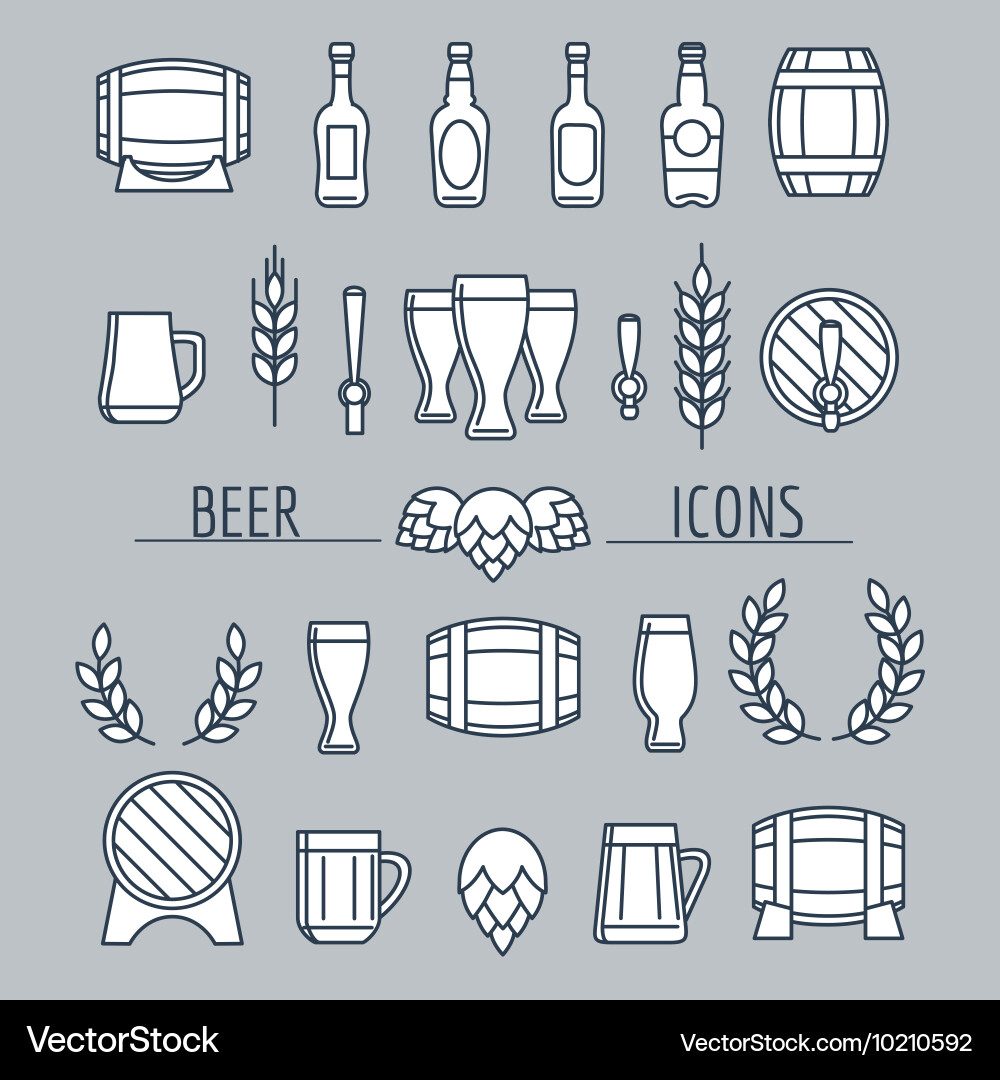 Beer icons set isolated on grey Royalty Free Vector Image