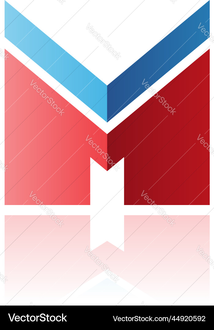 Blue and red letter m with a thick stripe Vector Image