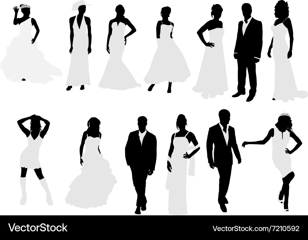 Brides and grooms vs Royalty Free Vector Image