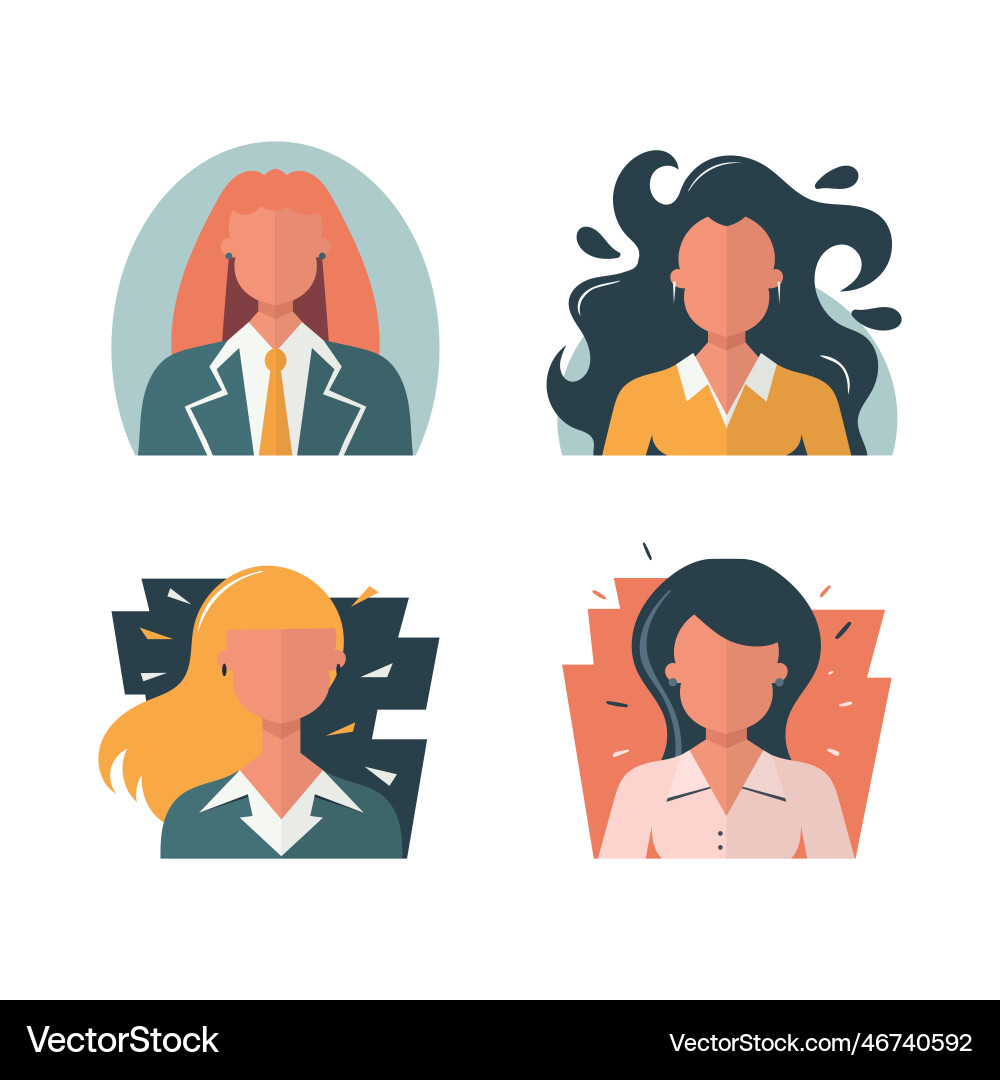 Collection of various female faces Royalty Free Vector Image
