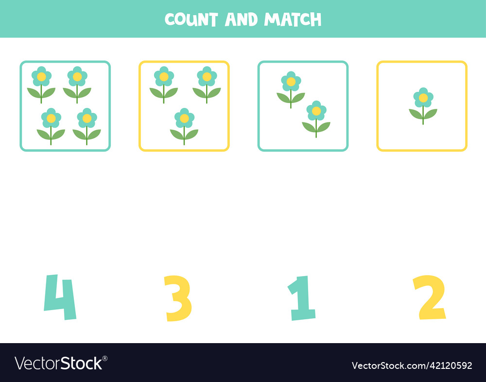 Counting game for kids count all flowers Vector Image