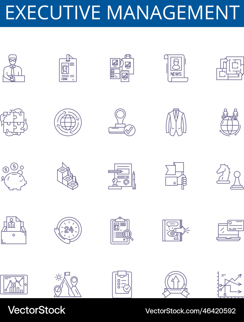 Executive management line icons signs set design Vector Image