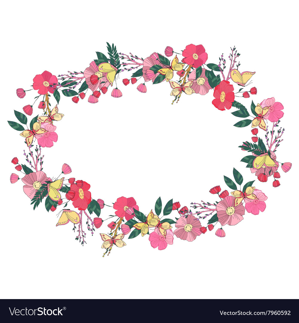 Floral Wreath Made Of Wildflowers Royalty Free Vector Image