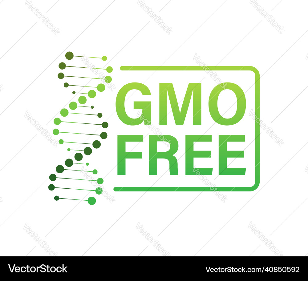 Green colored gmo free emblems badge logo icon Vector Image