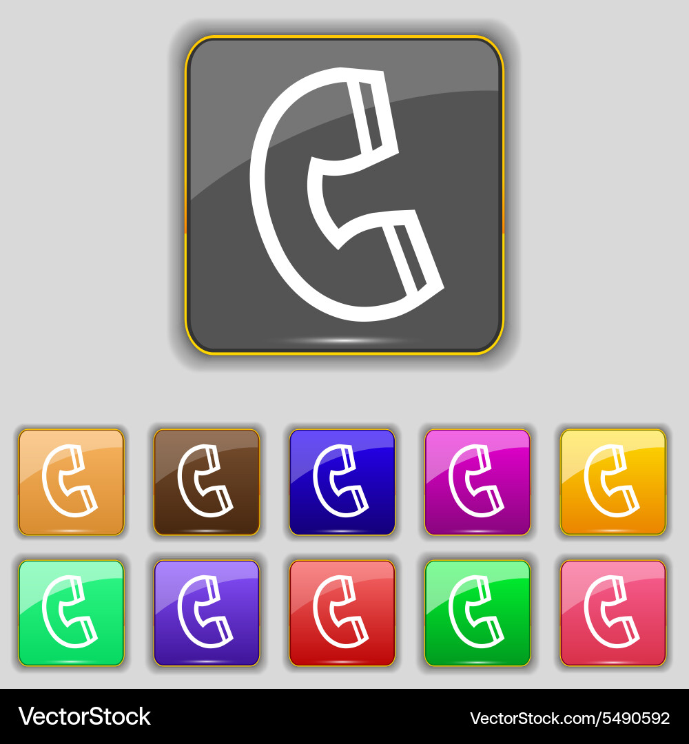 Handset icon sign set with eleven colored buttons Vector Image