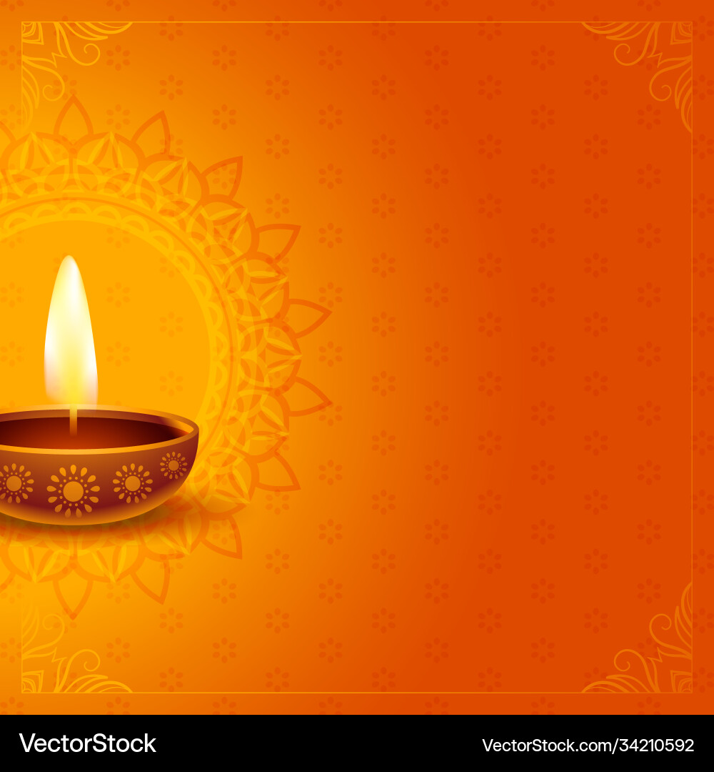 Happy diwali realistic diya card with text space Vector Image