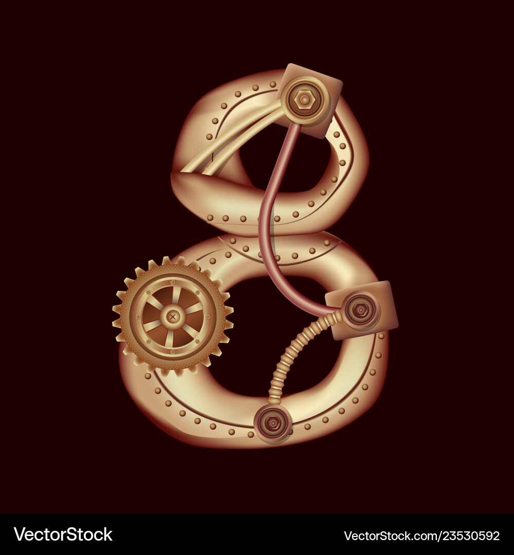 Numeral 8 mechanic alphabet steampunk style Vector Image