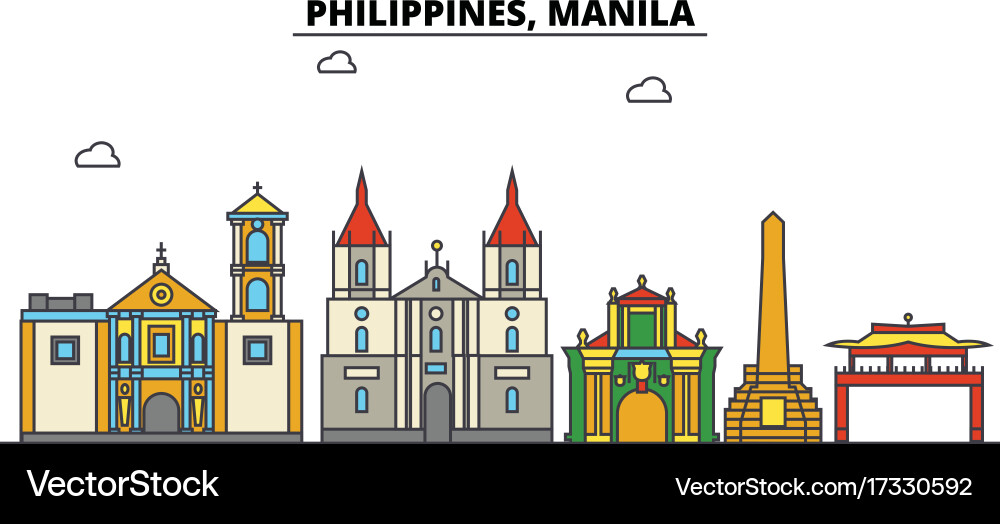 Philippines manila city skyline architecture Vector Image