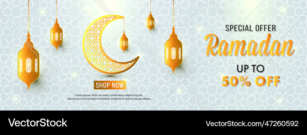 Ramadan sale special offer web banner lantern moon