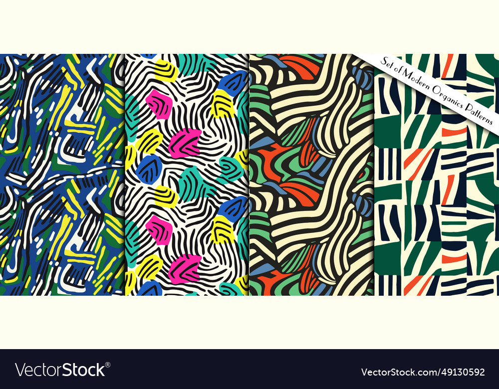 Seamless pattern set with hand drawn doodle Vector Image