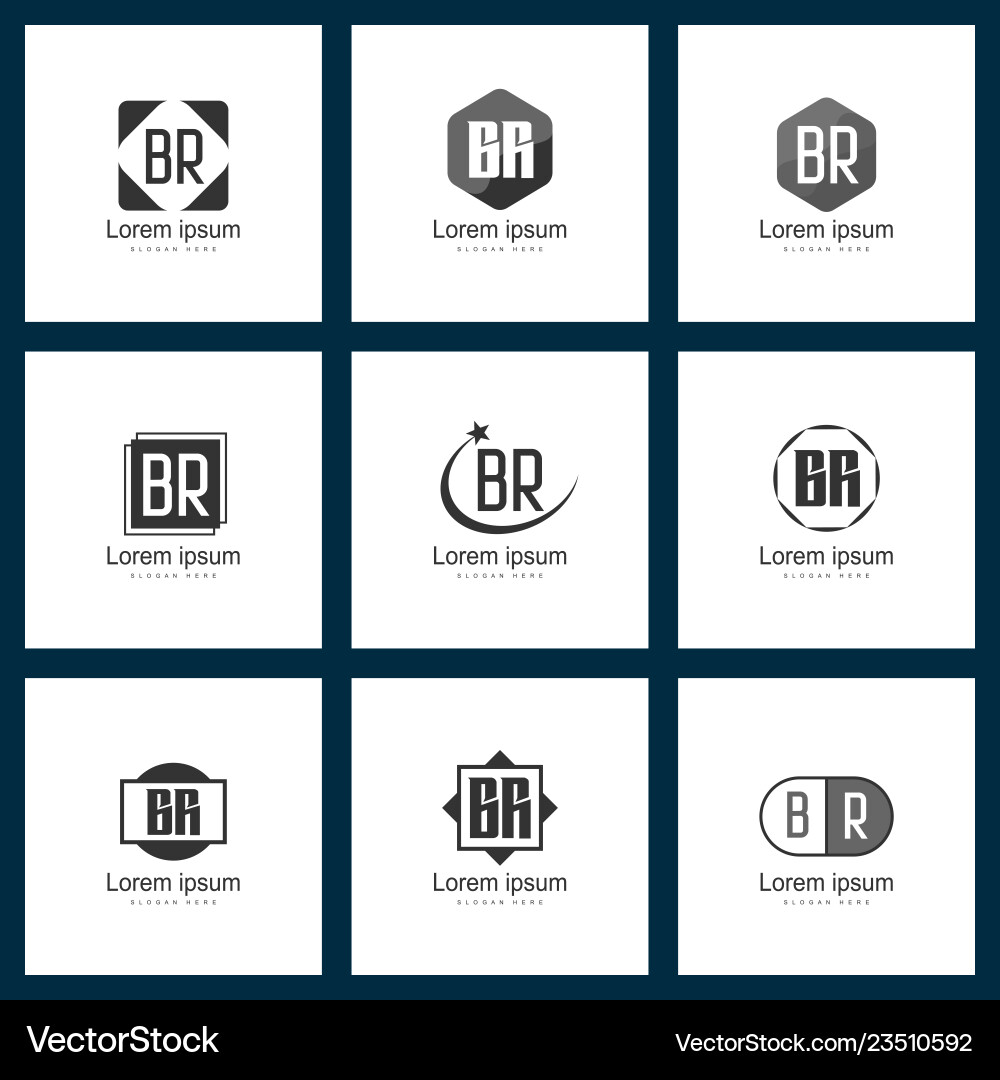 Set of letter logo initial br template design Vector Image