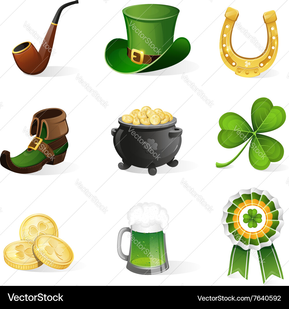St patricks day icons Royalty Free Vector Image