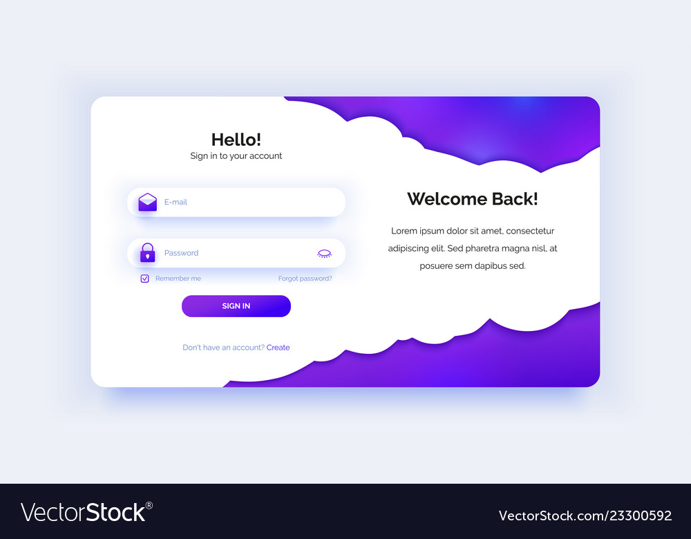 The login page purple gradient sign in form Vector Image The login page purple gradient sign in form Vector Image