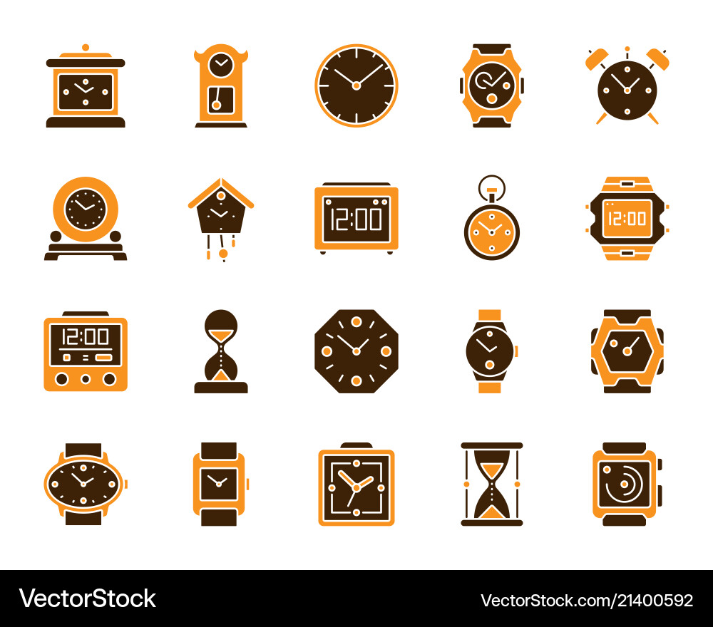 Watch simple color flat icons set Royalty Free Vector Image