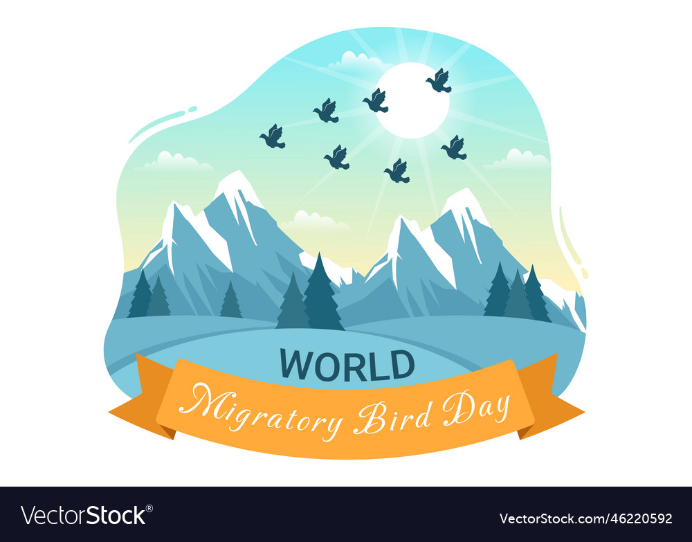 World migratory bird day on may 8 with birds Vector Image